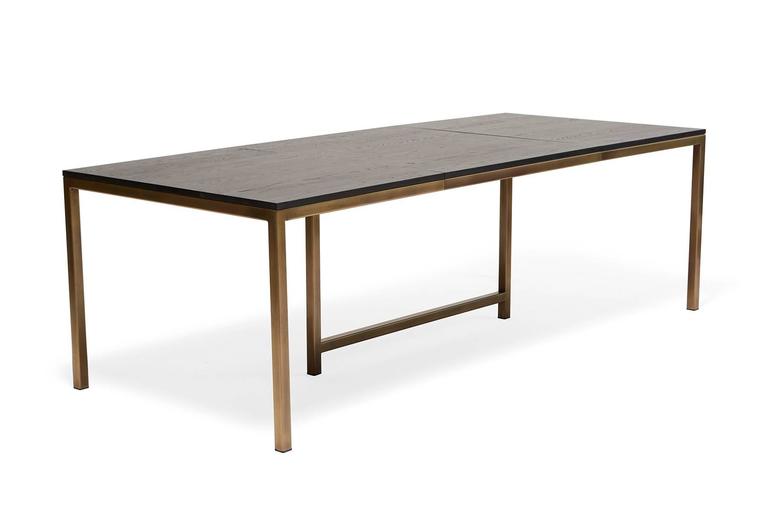 Ebonized Oak and Antique Brass Expandable Dining Table at 1stDibs | oak ...