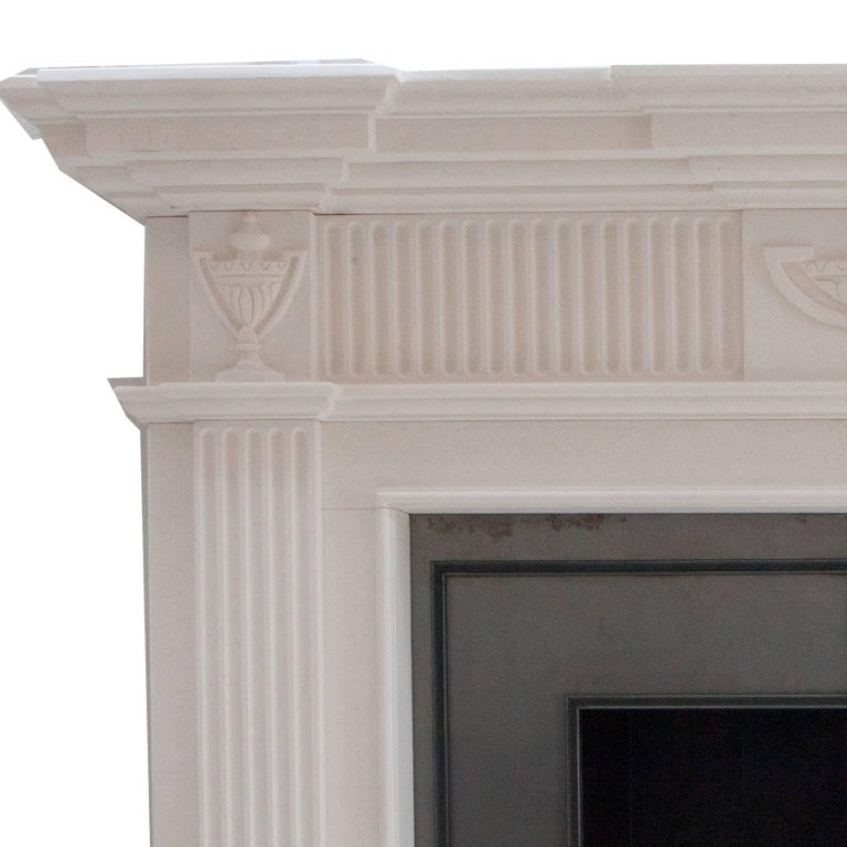 Adam Style Hand-Carved Limestone Fireplace Mantelpiece at 1stDibs
