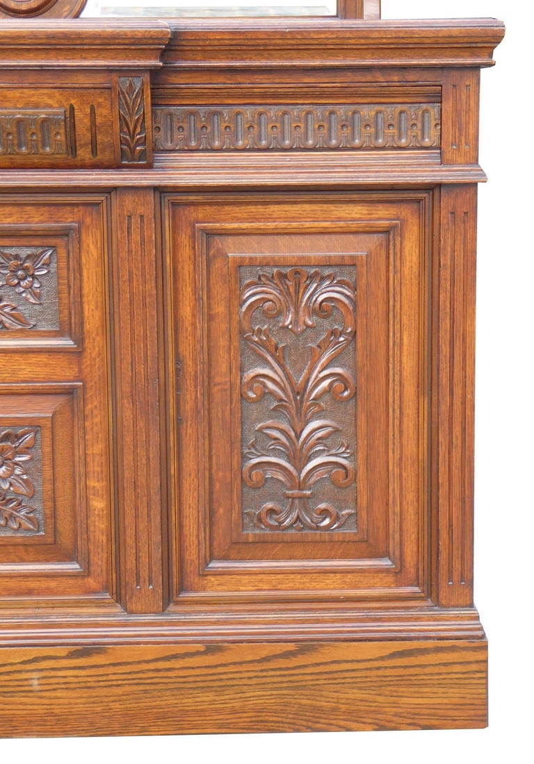 English Made Victorian Solid Oak Carved Front and Back Bar at 1stDibs