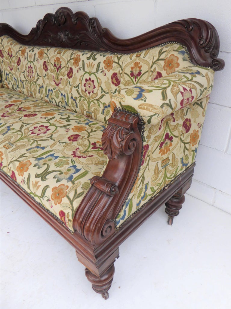 19th Century Victorian Mahogany Carved Sofa of Large Proportions at 1stDibs