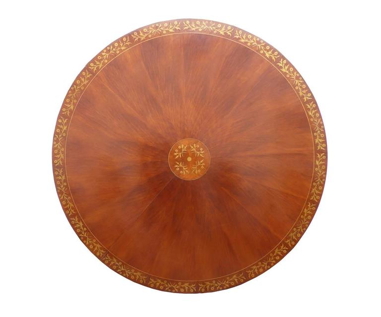 Large Regency Style Mahogany and Brass Inlaid Circular Dining Table For ...
