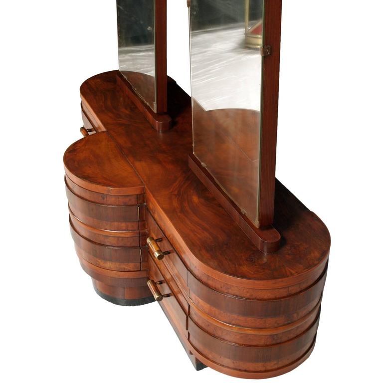 1920s Art Deco Console by Gaetano Borsani with Adjustable Mirrors, Burl ...