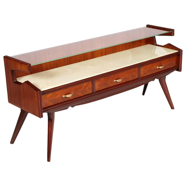 Mid-Century Modern Cabinet Console in Walnut Attributable to Guglielmo ...