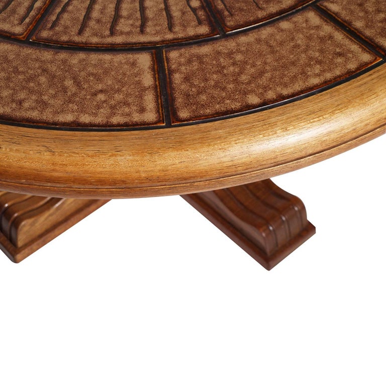 Tuscany Round Baroque Style Solid Walnut Coffee Centre Table with Top in Ceramic For Sale at 1stDibs