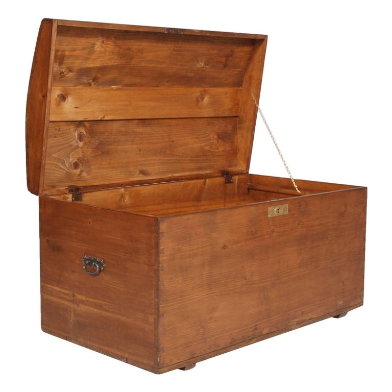 Late 19th Century Antique Country Traveling Trunk Chest in Solid ...