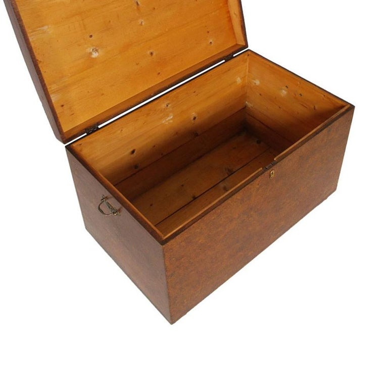 Italy 1850s Antique Traveling Trunk Chest in Solid Wood Polished to Wax ...