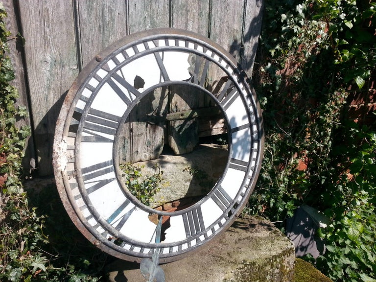 Large Copper and Iron Turret Clock Dial Face with Original Copper Hands ...