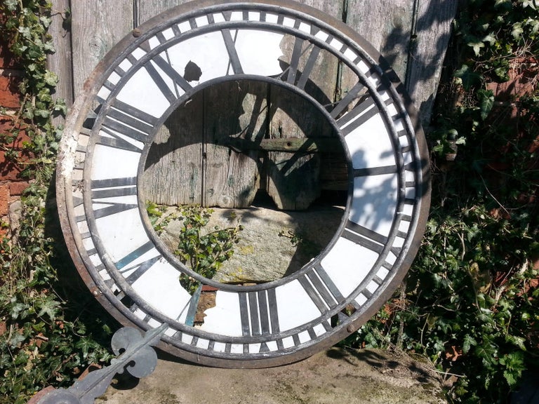 Large Copper and Iron Turret Clock Dial Face with Original Copper Hands ...
