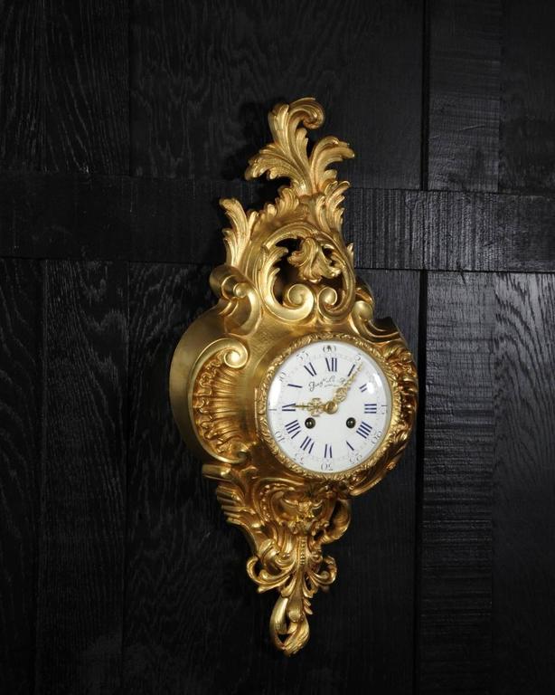 Samuel Marti Gilt Bronze Cartel Wall Clock at 1stDibs