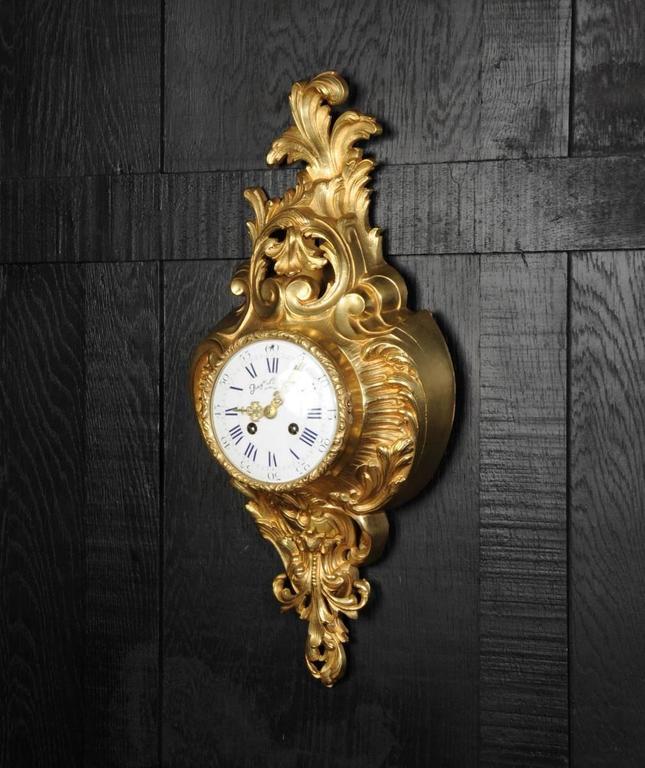 Samuel Marti Gilt Bronze Cartel Wall Clock at 1stDibs