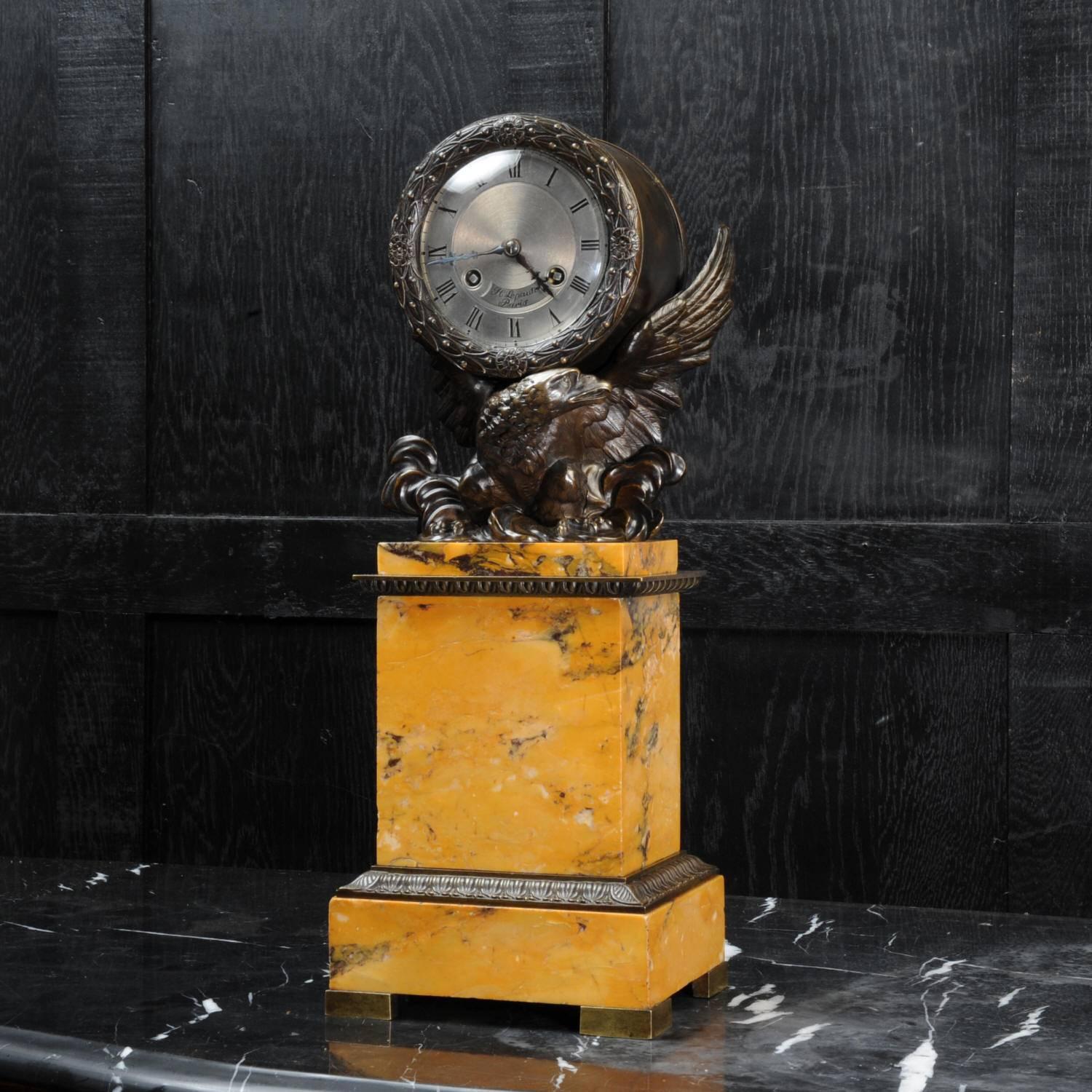 Early Bronze and Sienna Marble Eagle Drumhead Clock by Henry and J.J ...