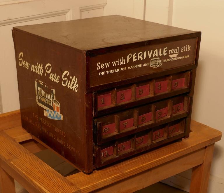 Perivale Silk Threads Haberdashery Advertising Drawer Cabinet at 1stDibs