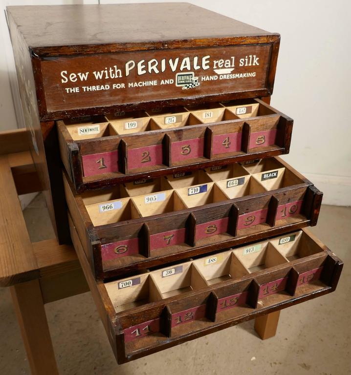 Perivale Silk Threads Haberdashery Advertising Drawer Cabinet at 1stDibs