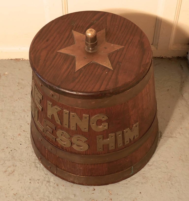 Royal Navy Edwardian “Grog Tub”, Oak and Brass Sailor’s Rum Barrel at ...