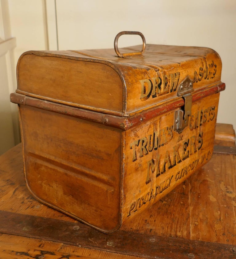 Salesman’s Sample Victorian Painted Tin Hat Box, Drew and Sons Trunk ...