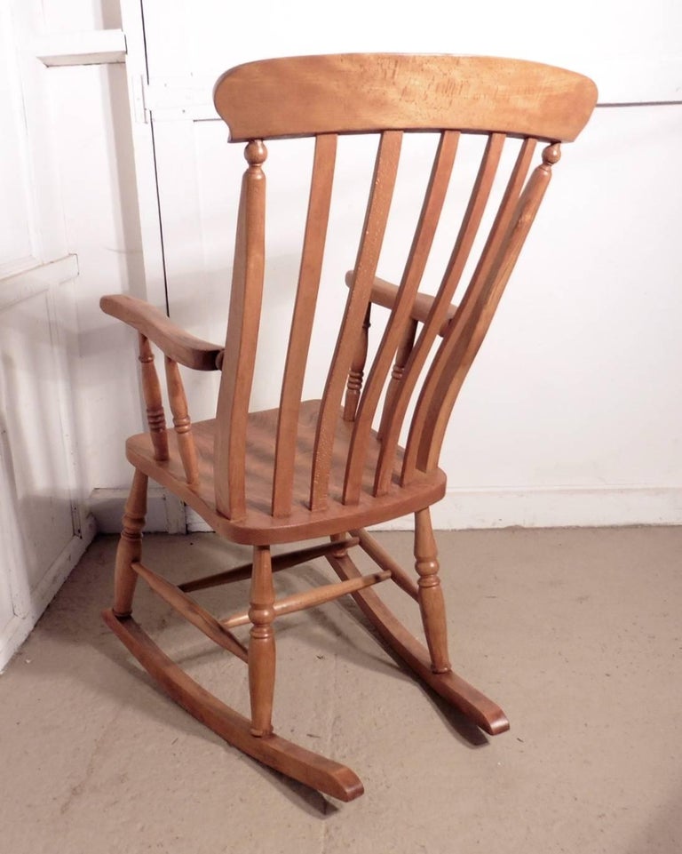Victorian Beech and Elm Slat Back Carver Rocking Chair at 1stDibs