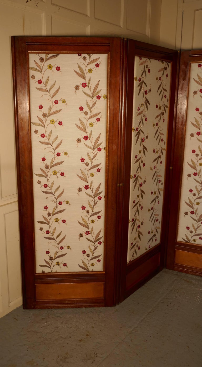 Victorian Three-Fold Mahogany Dressing Screen with Upholstered Panels ...