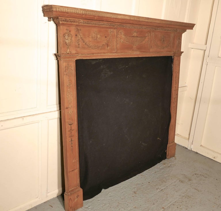 A Large 19th Century Adams Style Stripped Pine Fireplace. at 1stDibs
