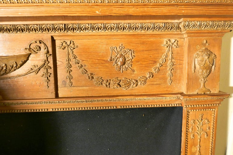 A Large 19th Century Adams Style Stripped Pine Fireplace. at 1stDibs