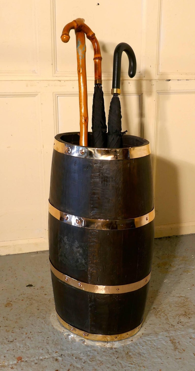 Large 18th Century Royal Navy Oak and Brass Bound Powder Barrel at 1stDibs