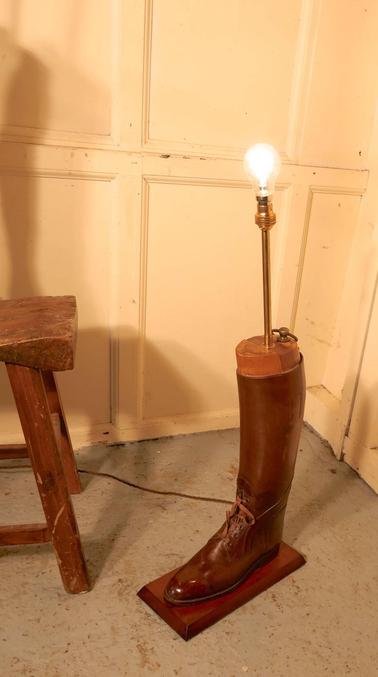 Pair of Boot Lamps, Made from Early 20th Century Cavalry Officer’s ...