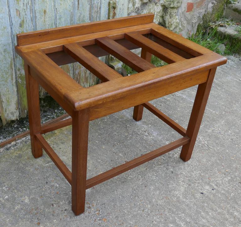 Sturdy Blond Mahogany Luggage Rack, Suitcase Stand at 1stDibs ...