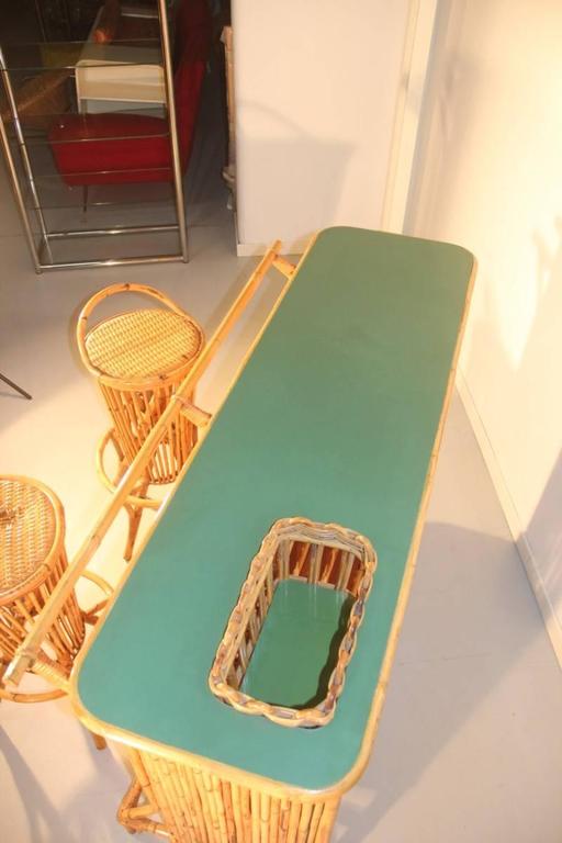 Cabinet Bar Counter Mid-Century Italian Design Solid Bamboo Pair of ...