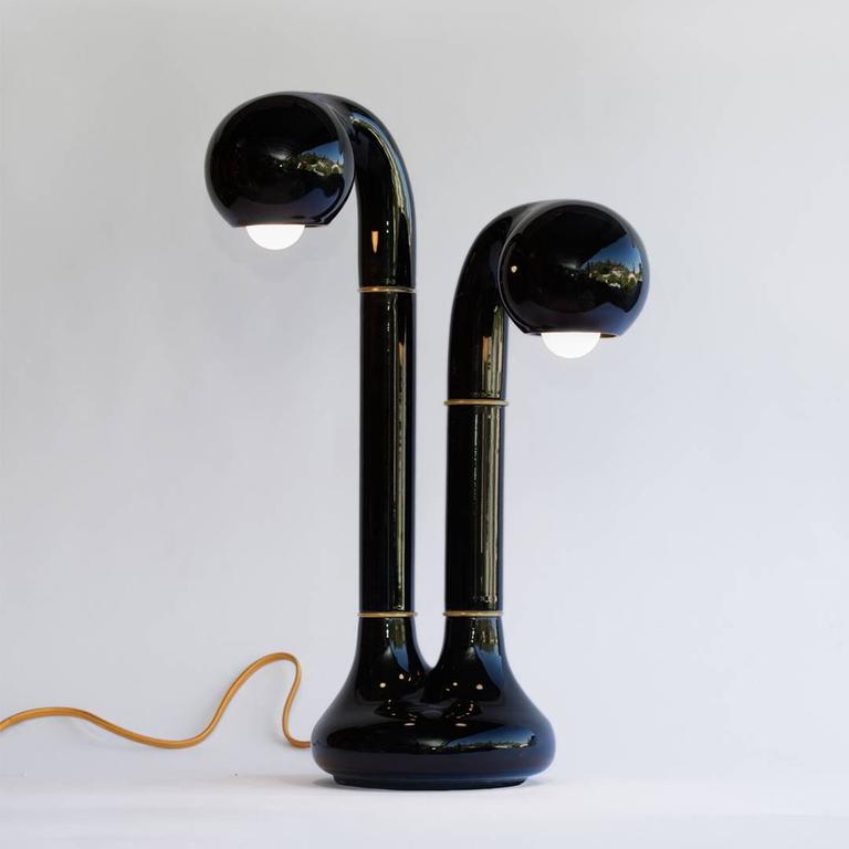 Handmade Two-Globe Ceramic Table Lamp at 1stDibs