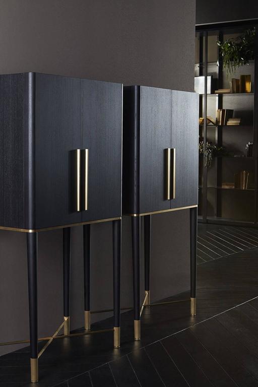Gallotti and Radice Tama Bar Cabinet in Black Open Pore Lacquered ...