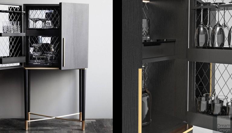 Gallotti and Radice Tama Bar Cabinet in Black Open Pore Lacquered ...