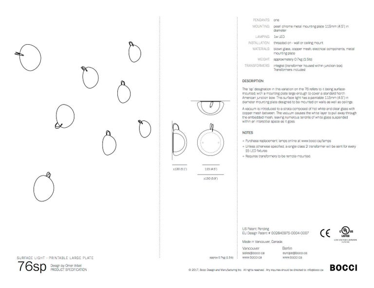 Bocci 76s LED Wall Sconce or Ceiling Fixture in Blown Glass and Copper Mesh For Sale at 1stDibs