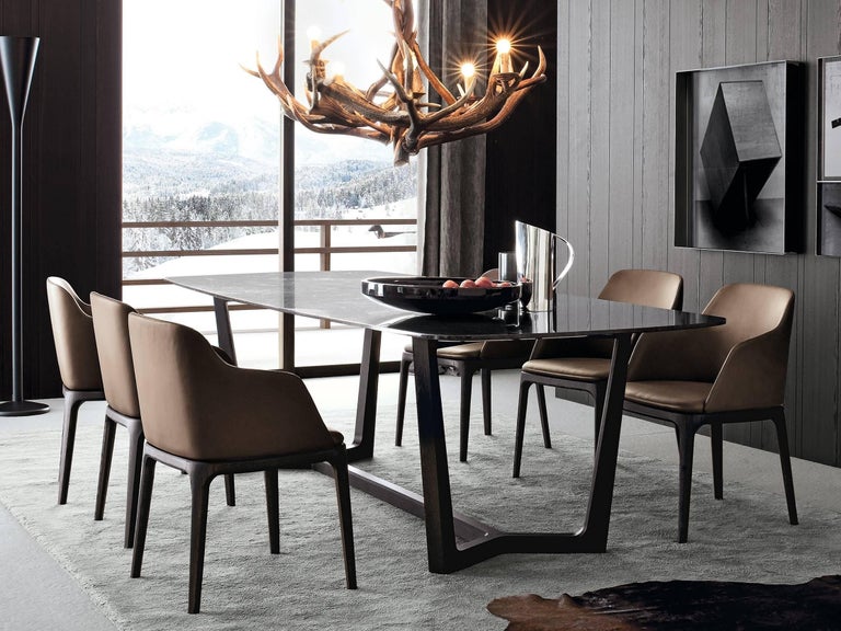 Poliform Concorde Dining Table, Four Wood Bases and Six Marble Top ...