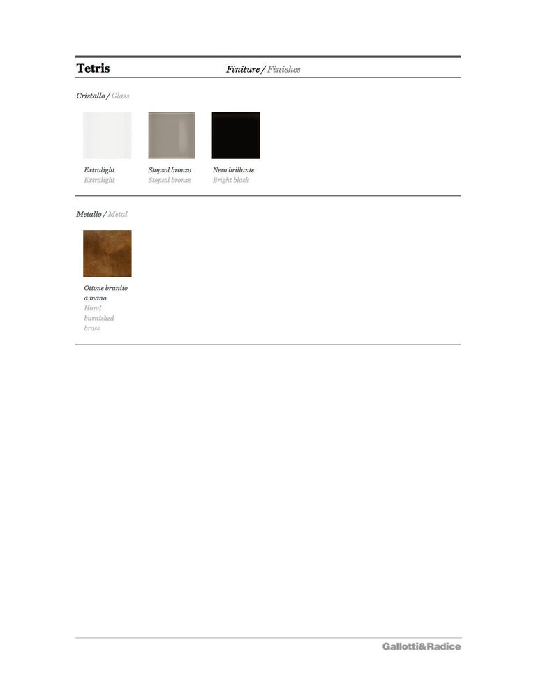 Tetris Coffee Table in Hand Burnished Brass and Glass by Gallotti and ...