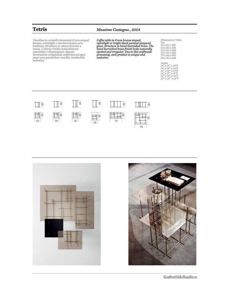 Tetris Coffee Table in Hand Burnished Brass and Glass by Gallotti and ...