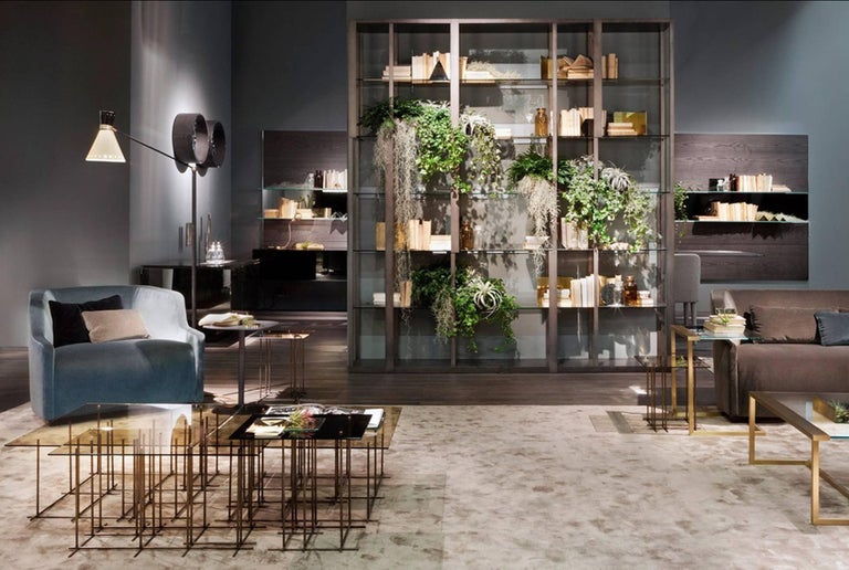 Tetris Coffee Table in Hand Burnished Brass and Glass by Gallotti and ...