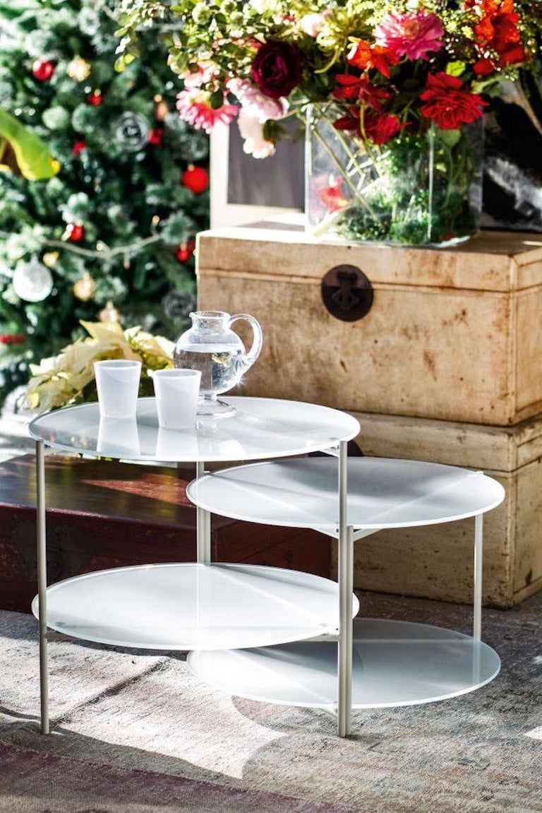 Moroso Byobu Coffee or Side Table in Glass and Powder Coated Tubular ...