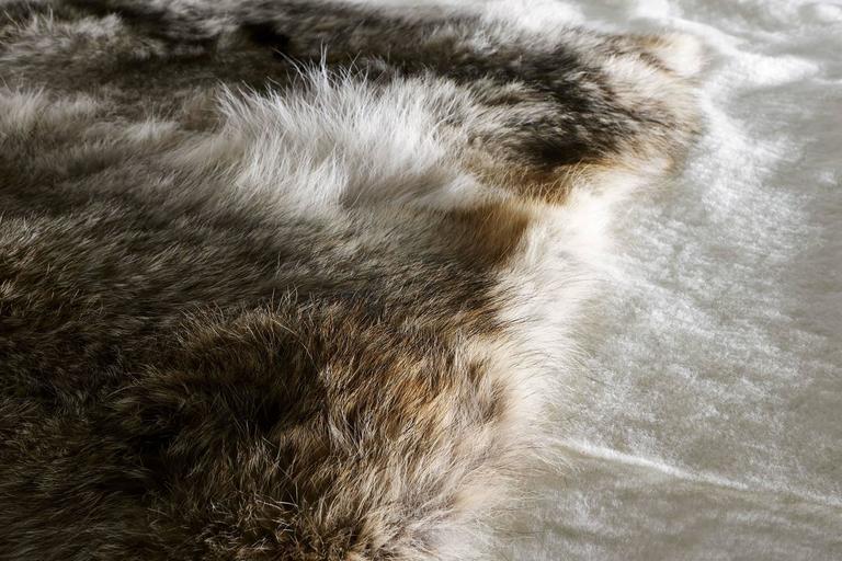 Shearling and Coyote Fur Rug For Sale at 1stDibs