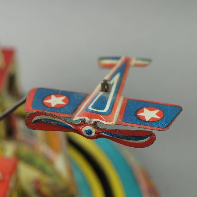 Art Deco Louis Marx Wind Up Toy Tin Plane, Train, New York Skyline ...