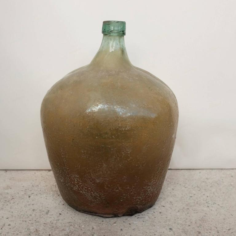 1950s Golden/Green Mezcal Demijohn from Oaxaca, Mexico at 1stDibs