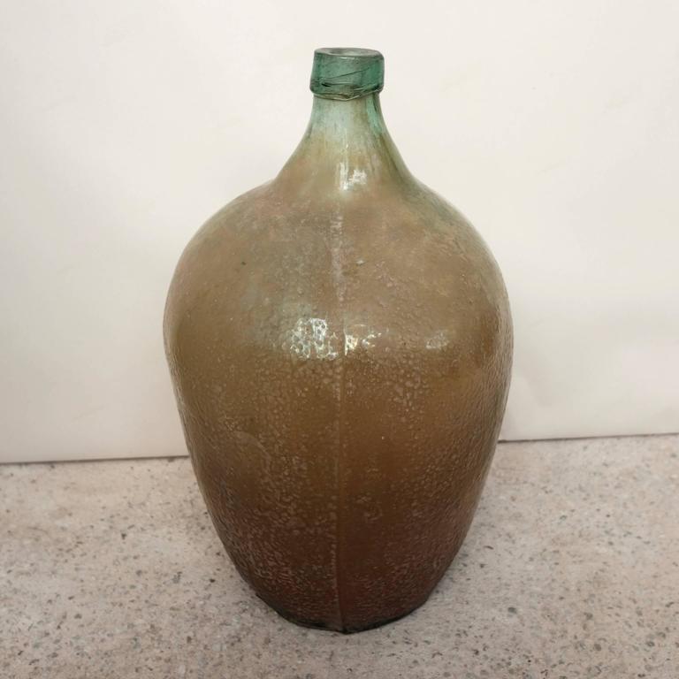1950s Golden/Green Mezcal Demijohn from Oaxaca, Mexico at 1stDibs