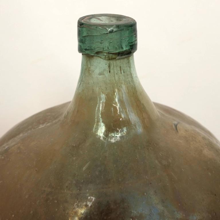 1950s Golden/Green Mezcal Demijohn from Oaxaca, Mexico at 1stDibs
