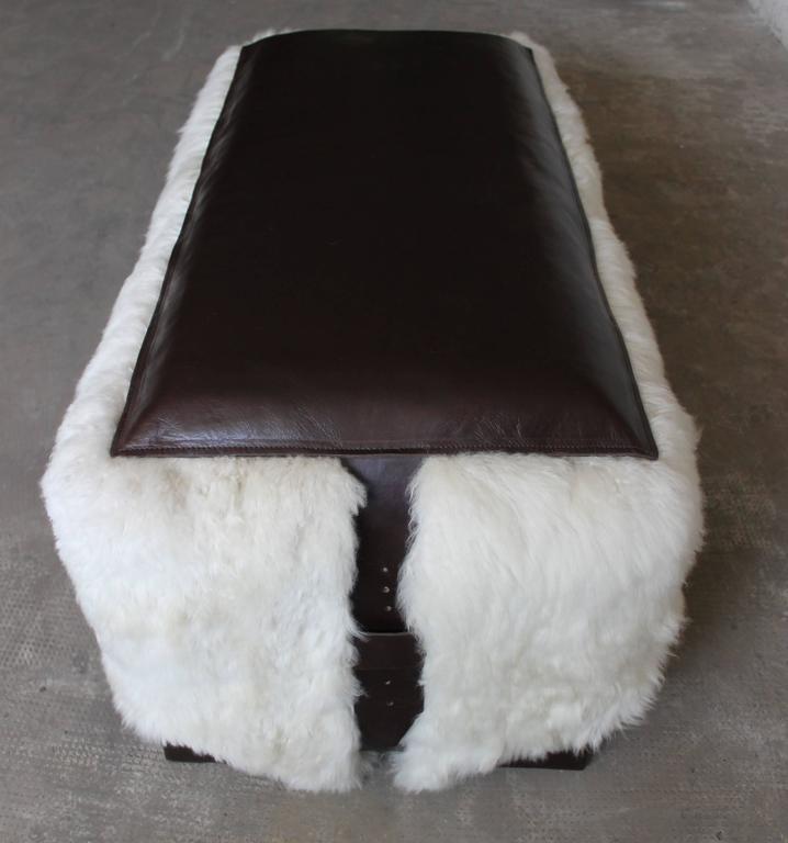 Sheepskin Bench with Contemporary Leather from Costantini, Ovino For ...