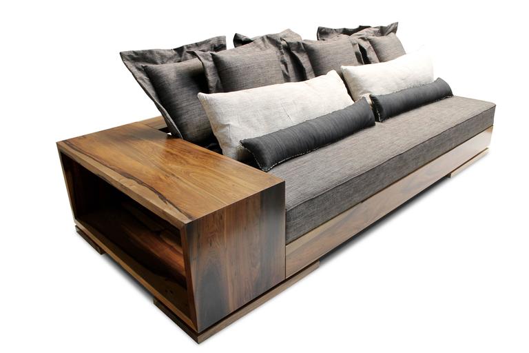 Custom Modern Sofa in Rosewood with Shelving from Costantini, Patone ...