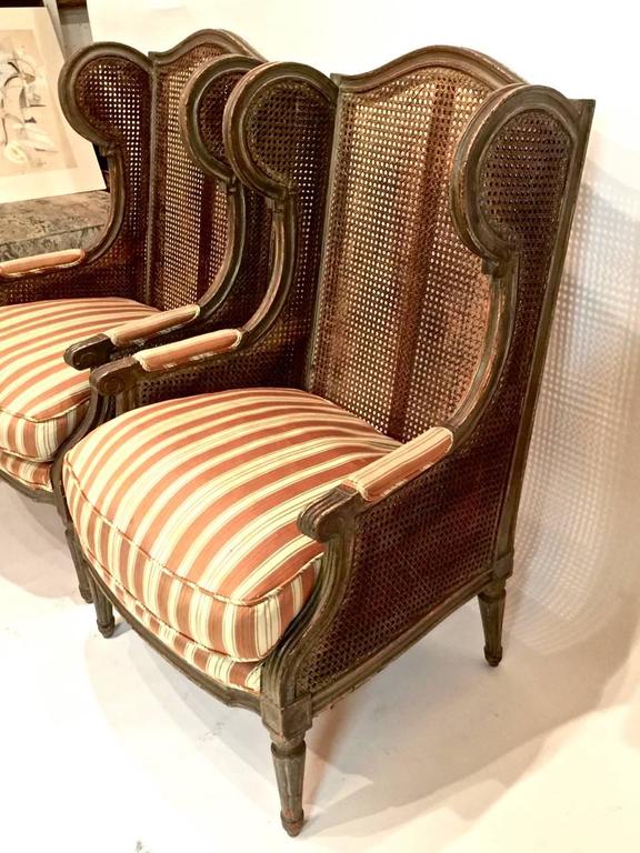 Pair of Early 20th Century French Caned Wingback Chairs at 1stDibs ...