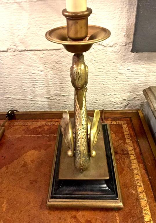 Pair of Chapman Empire-Style Swan Lamps at 1stDibs