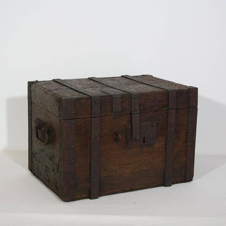 17th Century Early Oak French Chest Strongbox at 1stDibs