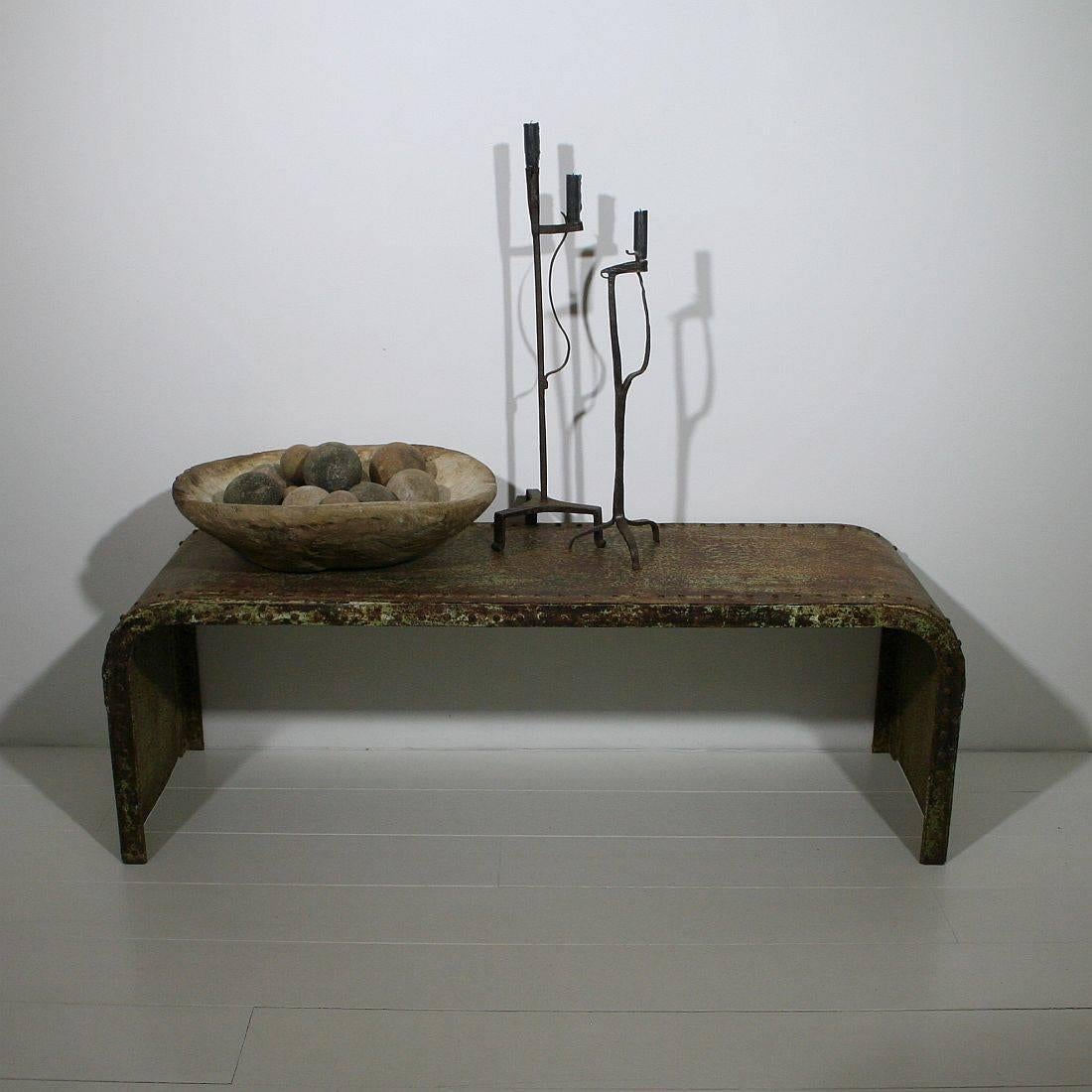 French Industrial Riveted Steel Coffee Table at 1stDibs