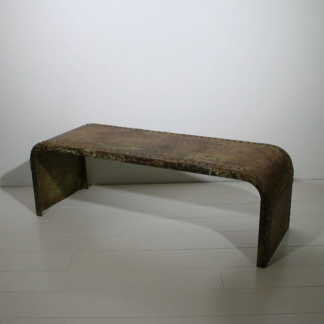 French Industrial Riveted Steel Coffee Table at 1stDibs