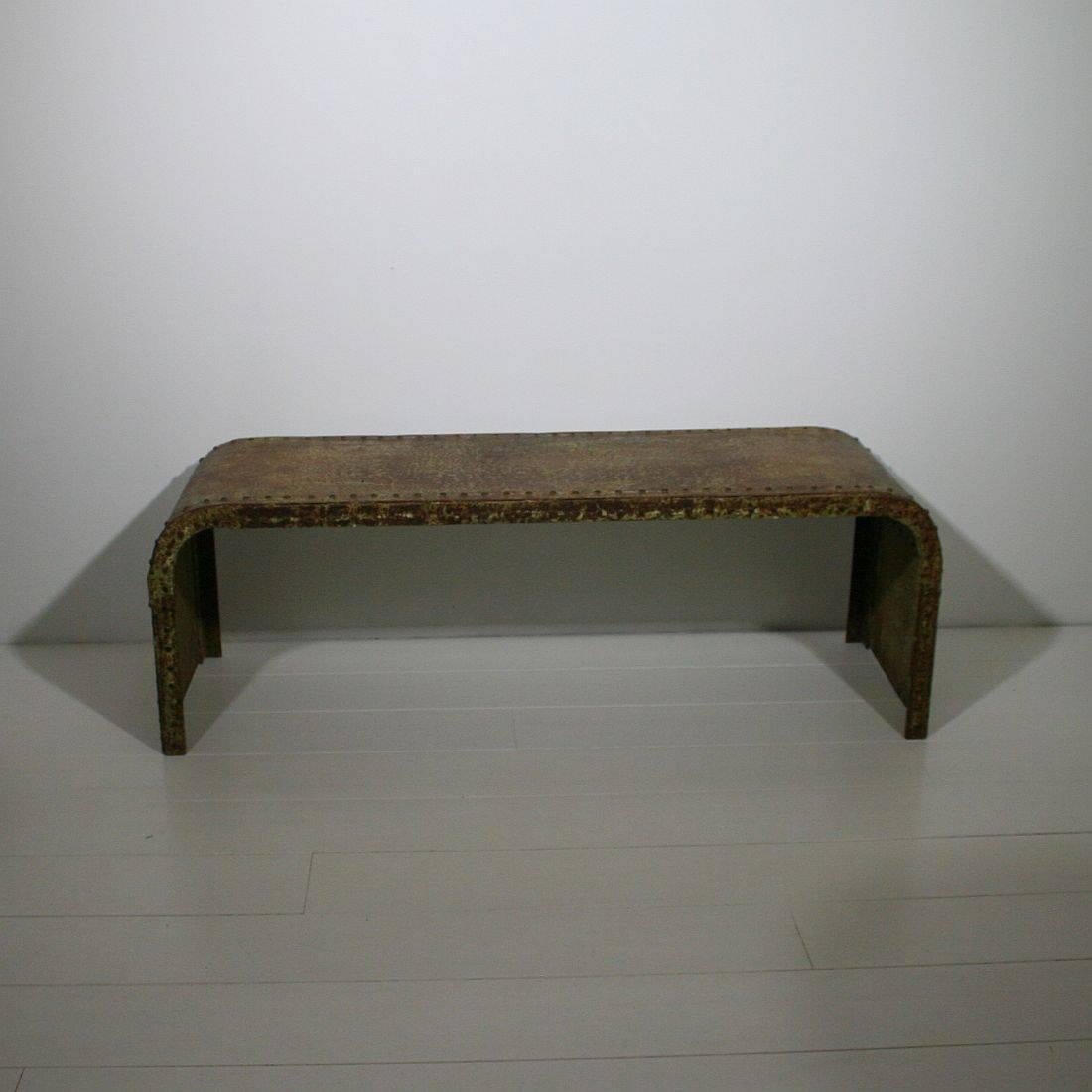 French Industrial Riveted Steel Coffee Table at 1stDibs