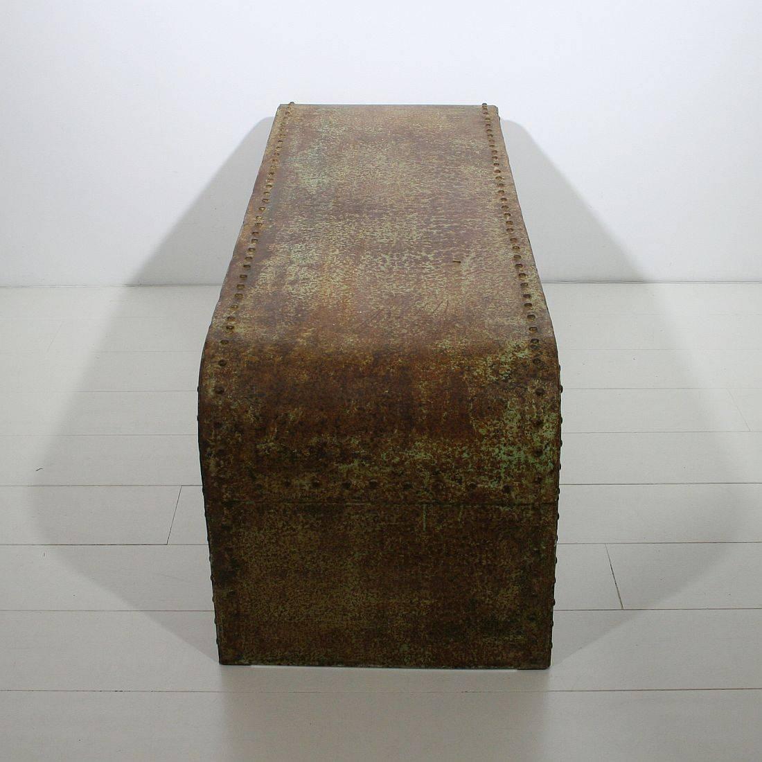 French Industrial Riveted Steel Coffee Table at 1stDibs